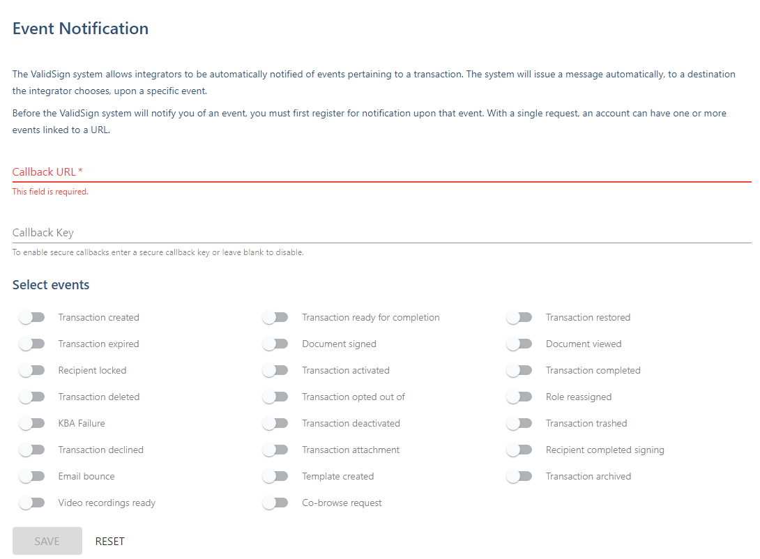 ValidSign event notifications – ValidSign Support Center