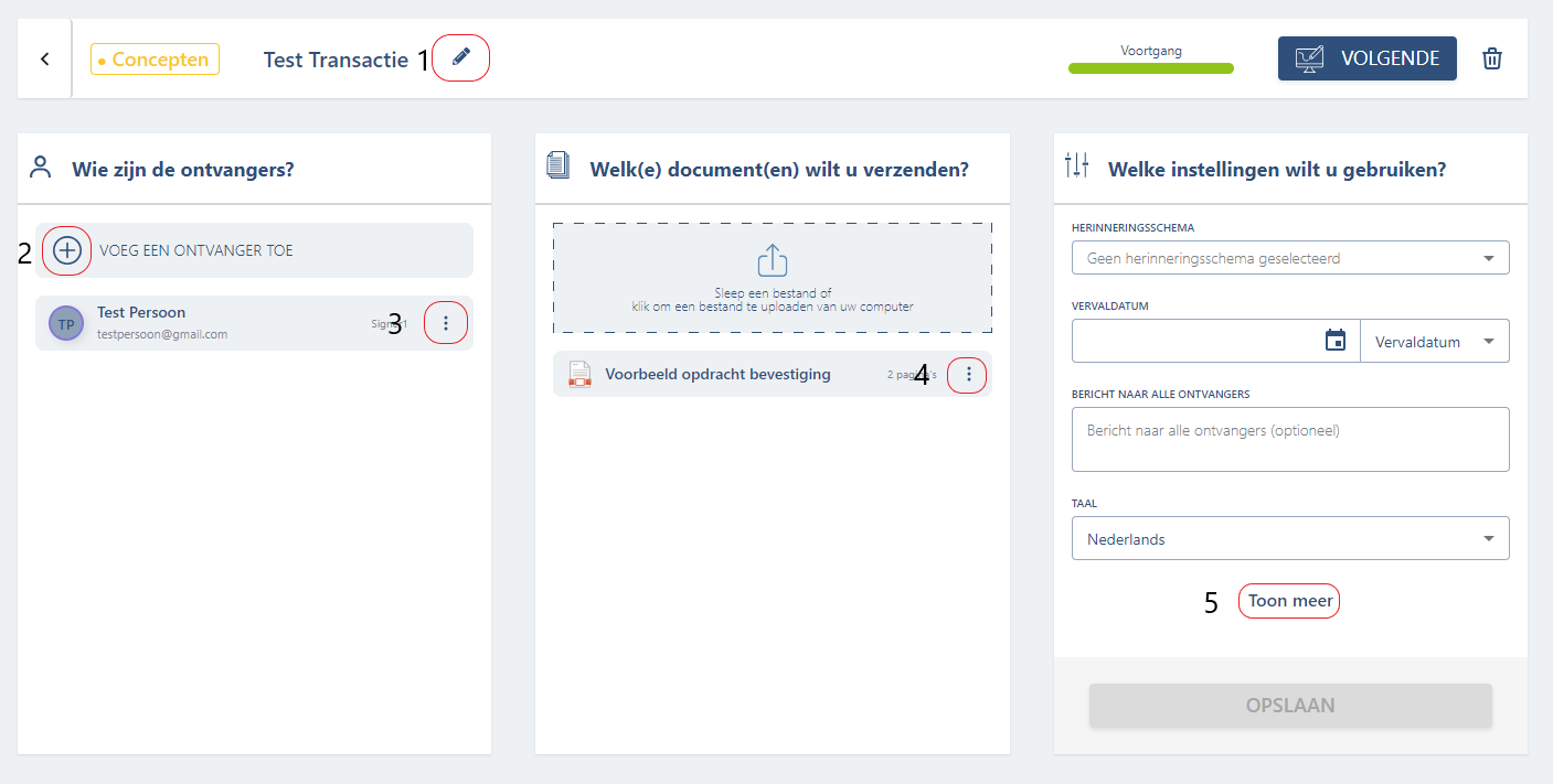 Transactie aanmaken – ValidSign