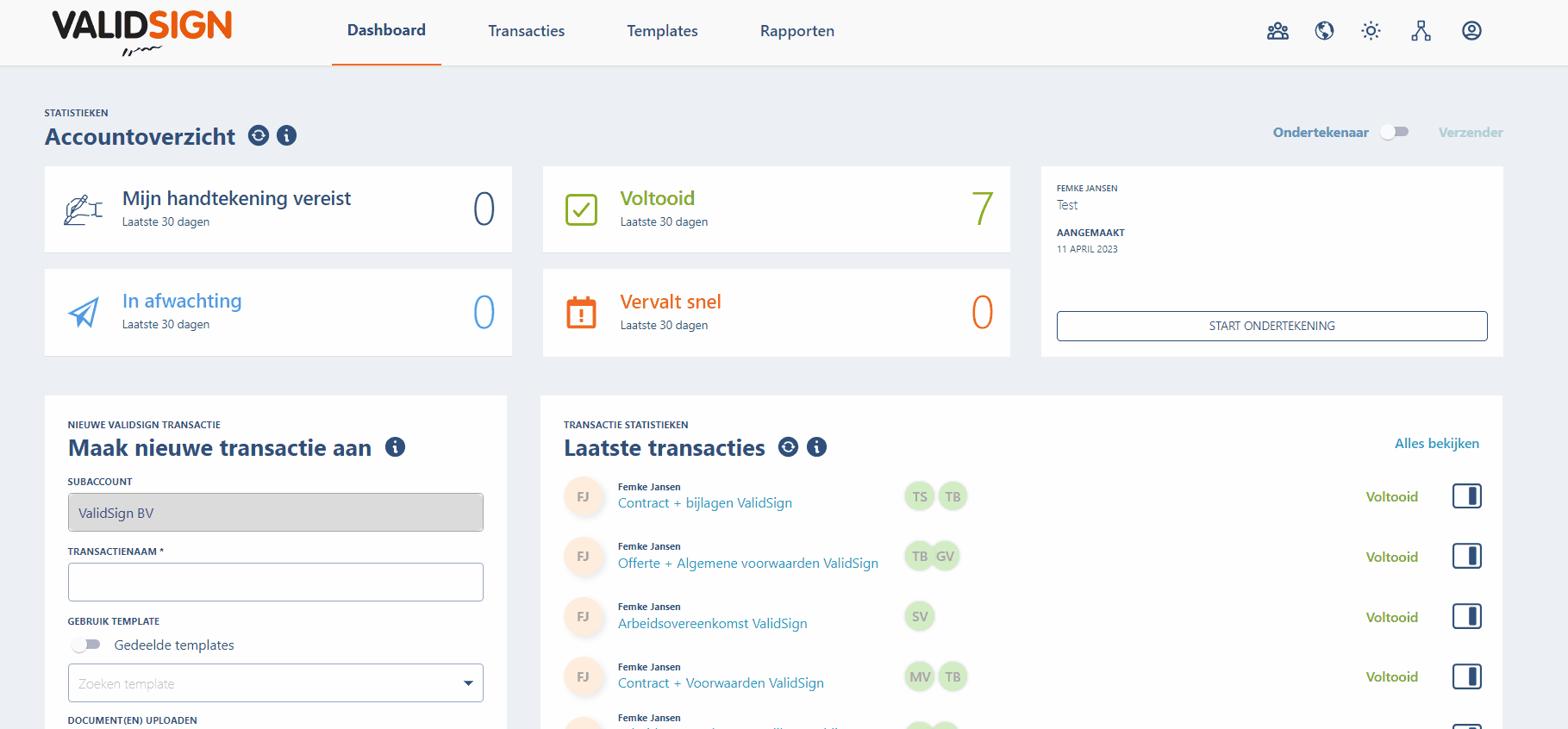 Kan ik een transactie herzien vóór voltooiing? – ValidSign