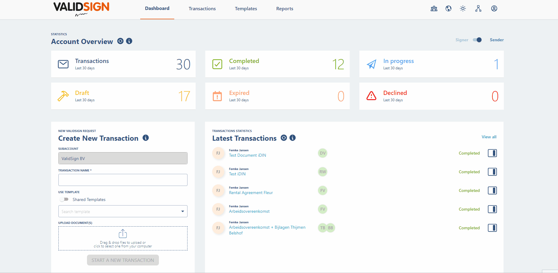 ValidSign dashboard – ValidSign Support Center