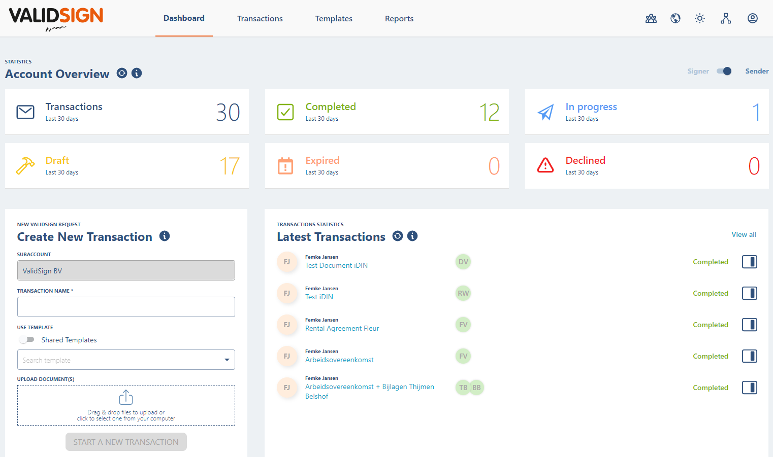 ValidSign dashboard – ValidSign Support Center