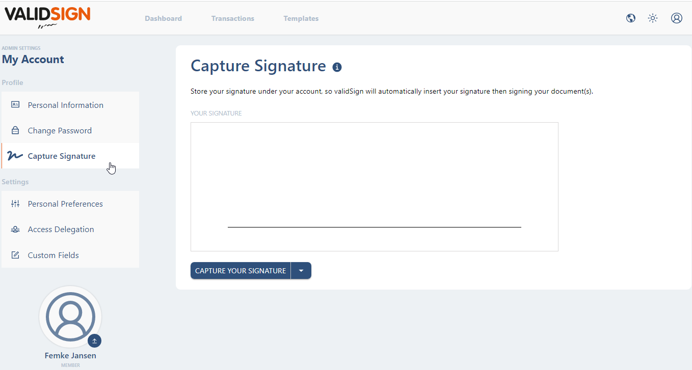 How Do I Save My Signature In My Account ValidSign Support Center